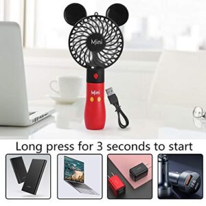 Crethinkaty Hand Held Fan,Cartoon fan Portable Hand held USB Rechargeable Fans with 3 Adjustment Speeds,Battery Operated Electric Powered Mini Fan, Desk Desktop Fans for Home Office Travel