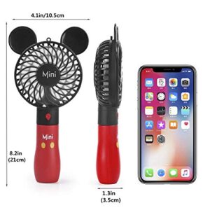 Crethinkaty Hand Held Fan,Cartoon fan Portable Hand held USB Rechargeable Fans with 3 Adjustment Speeds,Battery Operated Electric Powered Mini Fan, Desk Desktop Fans for Home Office Travel