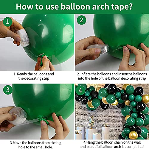 Balloon Garland Kit, Dark Green and Black Latex Party Balloon & Metallic Gold Balloons Arch, Green Gold Black Birthday Decoration Party Supplies for Wedding Baby Shower Bridal Engagement, Anniversary