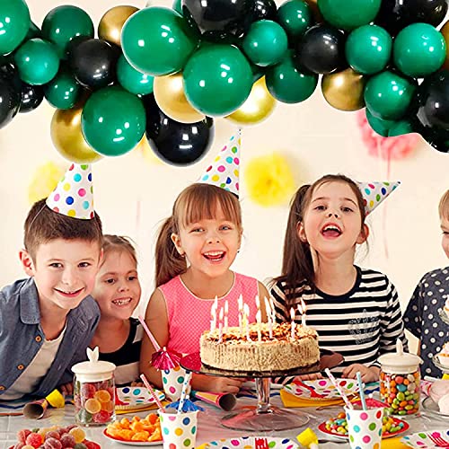 Balloon Garland Kit, Dark Green and Black Latex Party Balloon & Metallic Gold Balloons Arch, Green Gold Black Birthday Decoration Party Supplies for Wedding Baby Shower Bridal Engagement, Anniversary