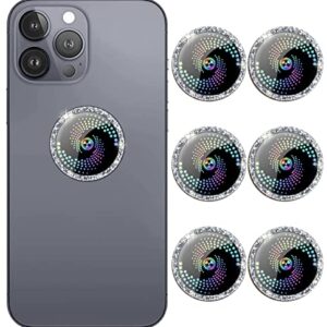 Crystal Diamond Flashing Sticker 6 pcs for Mobile Phones 2021 Latest Model–Anti-R Multi-Layer Protection Cell Phone Stickers, for Smart Phone, Laptops, Tablets, Pad, All Devices(Shine Silver）