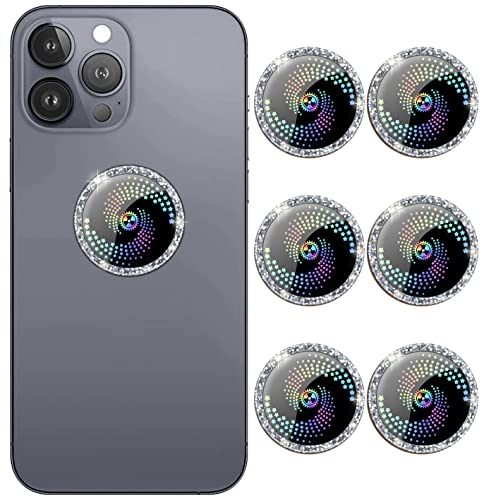 Crystal Diamond Flashing Sticker 6 pcs for Mobile Phones 2021 Latest Model–Anti-R Multi-Layer Protection Cell Phone Stickers, for Smart Phone, Laptops, Tablets, Pad, All Devices(Shine Silver）