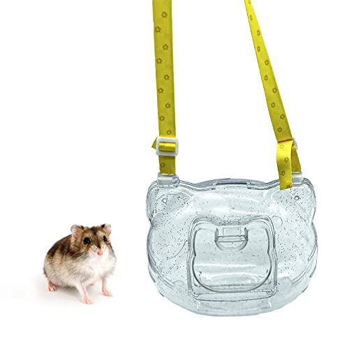 Hamster Carrier Bag Portable Guinea Pig Travel Backpack Breathable Small Pet Outgoing Bag for Hamster Gerbil Guinea Pig Sugar Glider (Transparent)