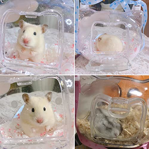 Hamster Carrier Bag Portable Guinea Pig Travel Backpack Breathable Small Pet Outgoing Bag for Hamster Gerbil Guinea Pig Sugar Glider (Transparent)