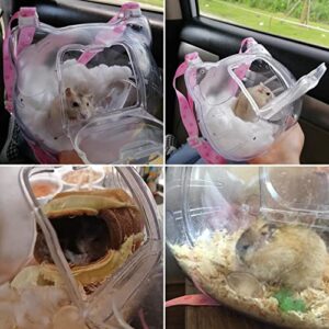 Hamster Carrier Bag Portable Guinea Pig Travel Backpack Breathable Small Pet Outgoing Bag for Hamster Gerbil Guinea Pig Sugar Glider (Transparent)