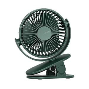 jisulife clip on fan, stroller fan battery operated, small fan portable 4000mah rechargeable, 4 speeds, powerful wind ultra quiet for stroller office drom bedroom - green