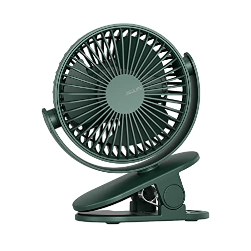 JISULIFE Clip on Fan, Stroller Fan Battery Operated, Small Fan Portable 4000mAh Rechargeable, 4 Speeds, Powerful Wind Ultra Quiet for Stroller Office Drom Bedroom - Green