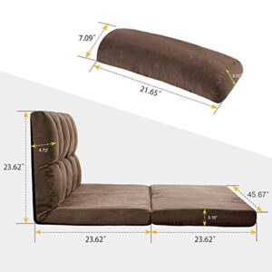 Harper & Bright Designs Double Chaise Lounge Sofa Floor Couch and Sofa with Two Pillows, Brown