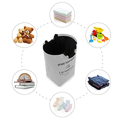 Custom Wash Dry Fold Repeat Laundry Hamper Personalized Large Laundry Bag Collapsible Oxford Cloth Durable Storage Bin for Clothing Organization, 22.7 Inch