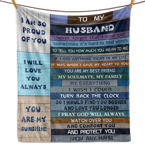 Gifts for Husband Blanket, to My Husband Gifts, Husband Gifts from Wife, Best Husband Gifts for Men, Future Husband Gifts, Valentine, Wedding Anniversary Birthday for Husband Throw Blanket 60X50in