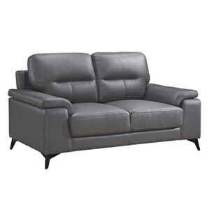 lexicon danica top grain leather loveseat, dark gray