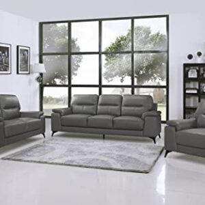 Lexicon Danica Top Grain Leather Loveseat, Dark Gray