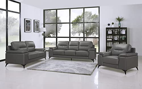 Lexicon Danica Top Grain Leather Loveseat, Dark Gray