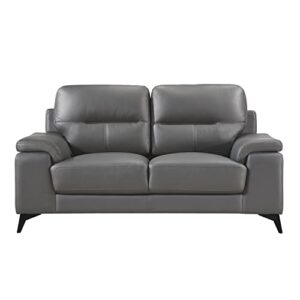 Lexicon Danica Top Grain Leather Loveseat, Dark Gray