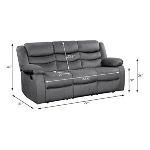 Lexicon Farren Fabric Manual Double Reclining Sofa, Gray