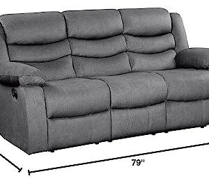 Lexicon Farren Fabric Manual Double Reclining Sofa, Gray