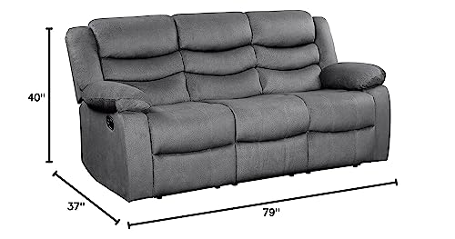 Lexicon Farren Fabric Manual Double Reclining Sofa, Gray