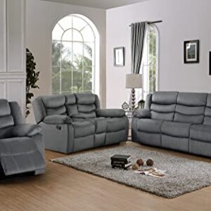 Lexicon Farren Fabric Manual Double Reclining Sofa, Gray