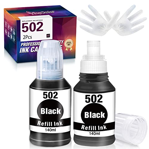 Compatible 502 Black Ink Refill Bottle Replacement for Epson 502 T502 Black Ink for Ecotank ET2760 ET-4760 ET2750 ET-3760 ET-2850 ET-15000 ST-4000 ST-2000 ET-3710 ET-3750 ET4750 ST3000 ET3700 Printer