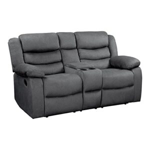 lexicon farren fabric manual double reclining loveseat, gray