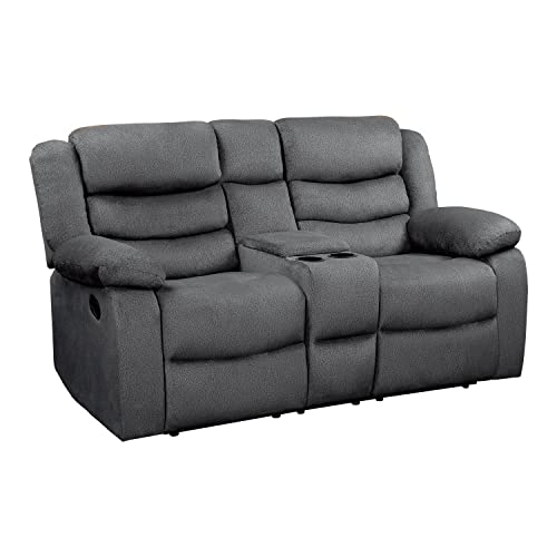 Lexicon Farren Fabric Manual Double Reclining Loveseat, Gray