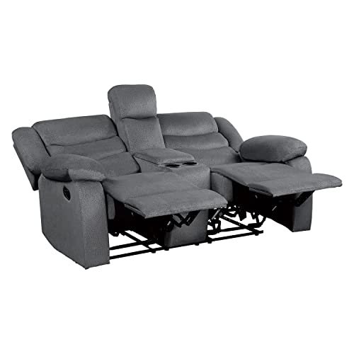 Lexicon Farren Fabric Manual Double Reclining Loveseat, Gray