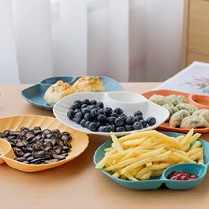 ZOOFOX Set of 10 Chips and Dip Plates, Plastic Divided Snack Plate for Dip, Appetizers, Snacks, Veggies, Chips, Two Compartment Serving Tray Set for Party, Festival and More