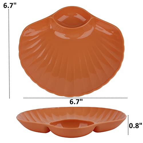 ZOOFOX Set of 10 Chips and Dip Plates, Plastic Divided Snack Plate for Dip, Appetizers, Snacks, Veggies, Chips, Two Compartment Serving Tray Set for Party, Festival and More