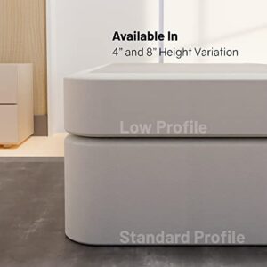 Spring Solution, 4" Split Wood Traditional Box Spring/Foundation for Mattress Set, Sturdy Fabric Paneled Design Wooden Frame, Durable Bedding Mattress Box Springs, Queen, White