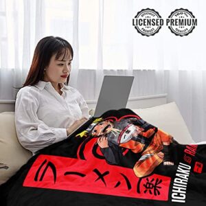 JUST FUNKY Naruto Shippuden Fleece Bed and Sofa Blanket | 45 X 60 Inches Naruto Blanket Featuring Naruto Uzumaki | Home Decor Sofa Bed Blanket | Official Licensed