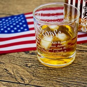 WATAKA Whiskey Decanter Set Engraved We the People American Flag with 2 Glasses for Liquor Scotch Bourbon or Wine