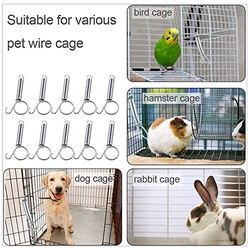 Cotsdan 20Pcs Spring Door Latch for Cages Metal Finger Spring Hooks 2 Sizes Multi-Functional Wire Cage Spring Latch Security for Fixing Pet Cage Door Dog Cat Hamsters Bunny Bird Parrot Cages Hook