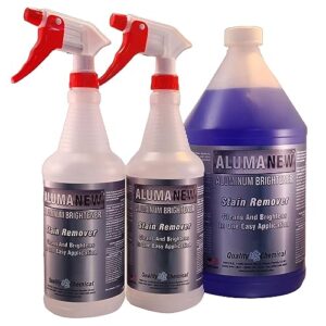 quality chemical aluminum cleaner & brightener & restorer - made in usa 1 gallon combo - alumabrite aluminum cleaner, aluminum wheel cleaner, pontoon cleaner aluminum, aluminum rim cleaner