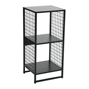 household essentials trellis open storage bookshelf with 2 cube compartments black oak wood grain and black metal