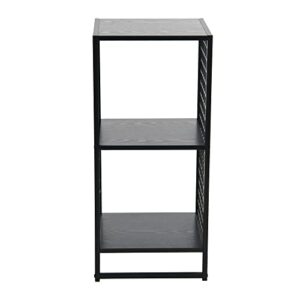 Household Essentials Trellis Open Storage Bookshelf with 2 Cube Compartments Black Oak Wood Grain and Black Metal