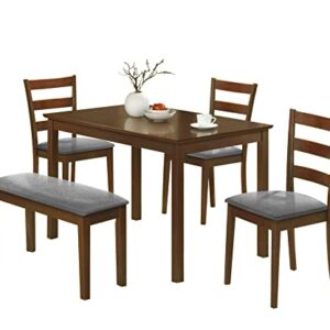 US Pride Furniture Brown Modern Style 5pc Set 1 Bench+3 Chairs Dining Table