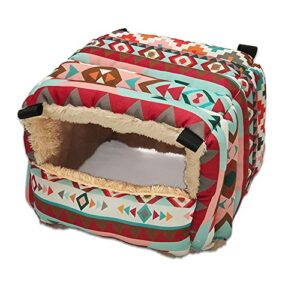 rioussi guinea pig bed warm house hideout for hedgehogs dwarf rabbits bunnies squirrels chinchillas and other small animals without bottom. l, ethnic without bottom.