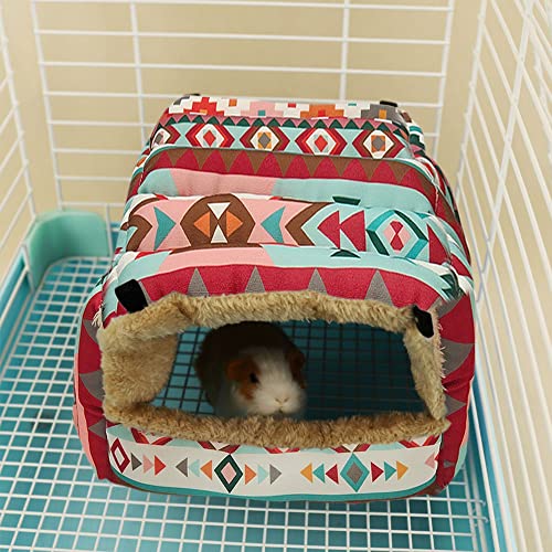 RIOUSSI Guinea Pig Bed Warm House Hideout for Hedgehogs Dwarf Rabbits Bunnies Squirrels Chinchillas and Other Small Animals Without Bottom. L, Ethnic Without Bottom.