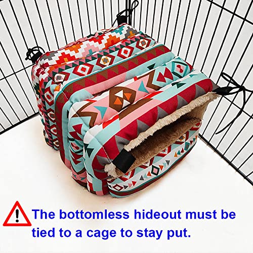 RIOUSSI Guinea Pig Bed Warm House Hideout for Hedgehogs Dwarf Rabbits Bunnies Squirrels Chinchillas and Other Small Animals Without Bottom. L, Ethnic Without Bottom.