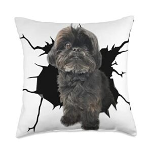 aeticon black shih tzu dog stickers cute girlfriend throw pillow, 18x18, multicolor