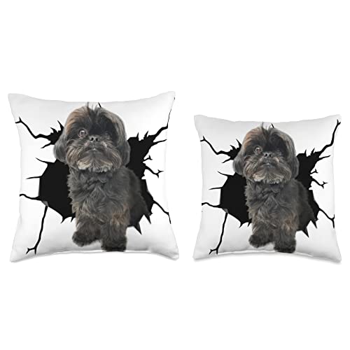 Aeticon Black Shih Tzu Dog Stickers Cute Girlfriend Throw Pillow, 18x18, Multicolor