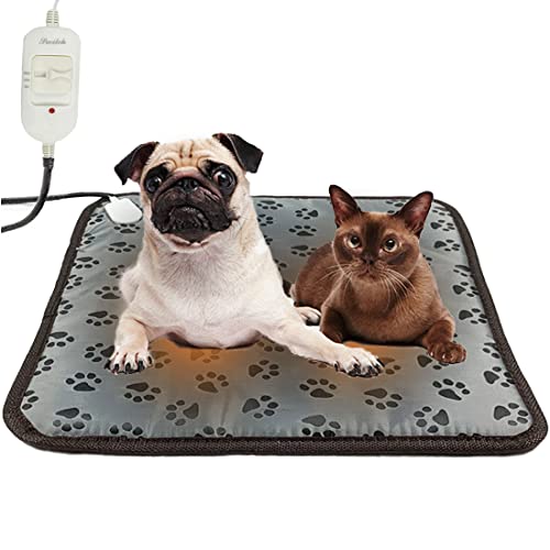 OCSOSO pet Heating pad, Electric cat Heating pad Indoor Temperature Adjustable Heated Dog pad,18inch Warming Auto-Off Heated mat for Cats Waterproof and Outdoor Use