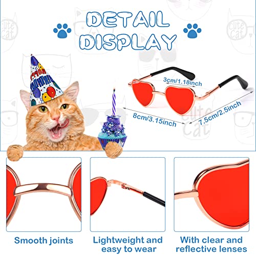 8 Pcs Heart Metal Sunglasses for Cats Small Dogs Costume Retro Small Cat Glasses Dog Glasses Dolls Sunglasses Party Cosplay Costume Photo Prop