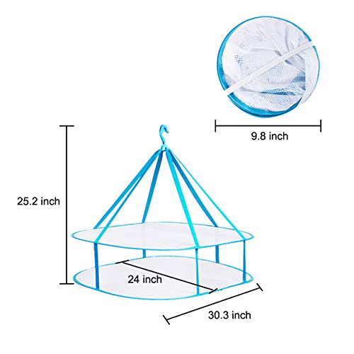 Large Size Foldable Hanging Sweater Dryer Collapsible Sweater Dryer, Double-Layer Mesh Net, Space Saver, Easy to Store, Suitable for Underwear, Socks, Toys and So On,30.3" L x 24" W x 25.2 "H