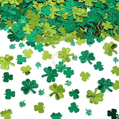 St Patricks Day Table Decorations Confetti | Shamrock Foil Glitter Confetti Lucky Irish Clover Party Confetti for St Patricks Party Birthday Baby Shower Decorations