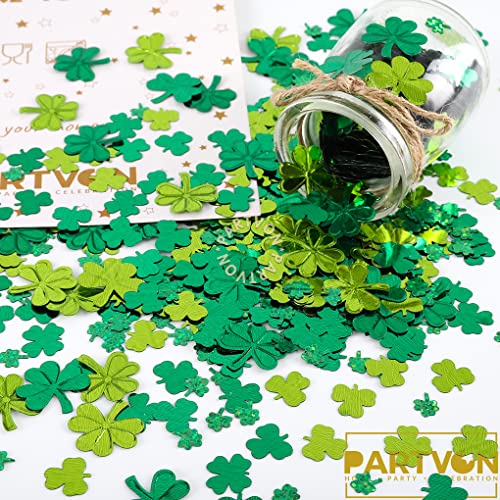 St Patricks Day Table Decorations Confetti | Shamrock Foil Glitter Confetti Lucky Irish Clover Party Confetti for St Patricks Party Birthday Baby Shower Decorations