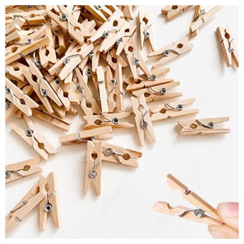 Mini Clothes Pins for Photo,Natural Birchwood, Strong Grip Tiny Clothespins,180 Pack 1 Inch Durable Wooden Small Clothes Pins,Mini Clothes Pins for Crafts, Photos,Little Baby Shower