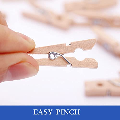 Mini Clothes Pins for Photo,Natural Birchwood, Strong Grip Tiny Clothespins,180 Pack 1 Inch Durable Wooden Small Clothes Pins,Mini Clothes Pins for Crafts, Photos,Little Baby Shower