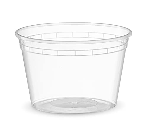 Elegant Disposables 16 OZ - 24 Sets Plastic Deli Food Storage Containers with Airtight Flexible Lids Microwavable, Leak Free, Washable, Freezer Safe.