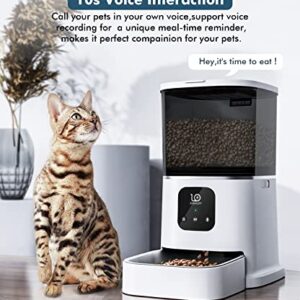 ZOKALEY Automatic Cat Feeders,2.4G WiFi Enabled Programmable Pet Feeder for Dog and Cat,Timed Pet Food Dispenser with Portion Control,APP Remote Control &10s Voice Recorder,B-White